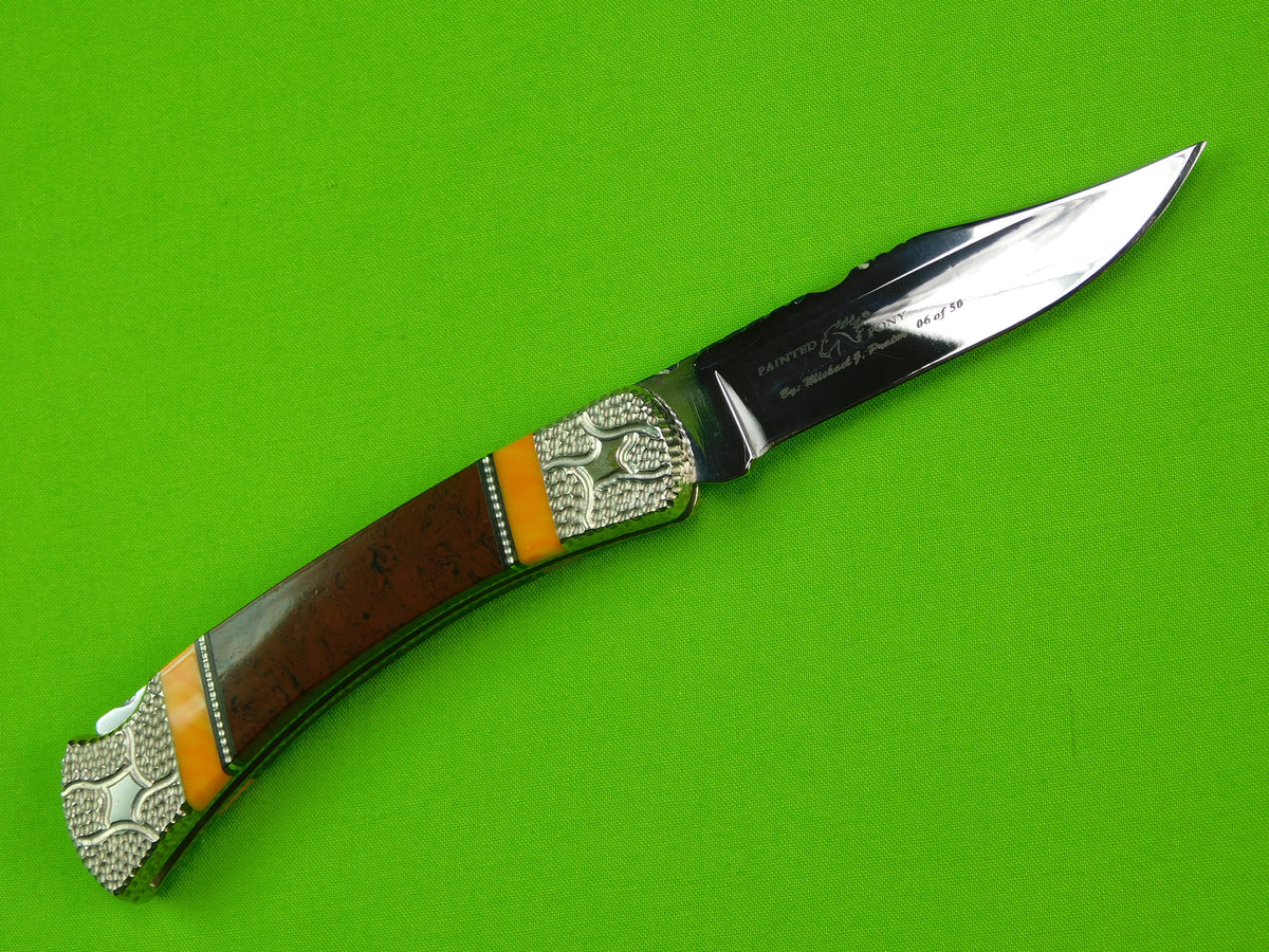 2008 Buck 110 Michael Prater Painted Pony #6 Red Thunder Lockback Fold ...