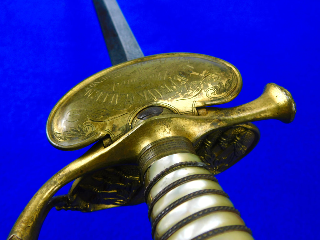Antique 19C US Model 1860 Presentation Engraved 1877 Dated Sword w/sca ...