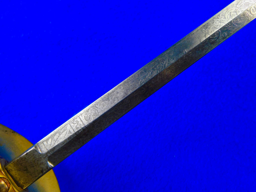 Antique 19C US Model 1860 Presentation Engraved 1877 Dated Sword w/sca ...