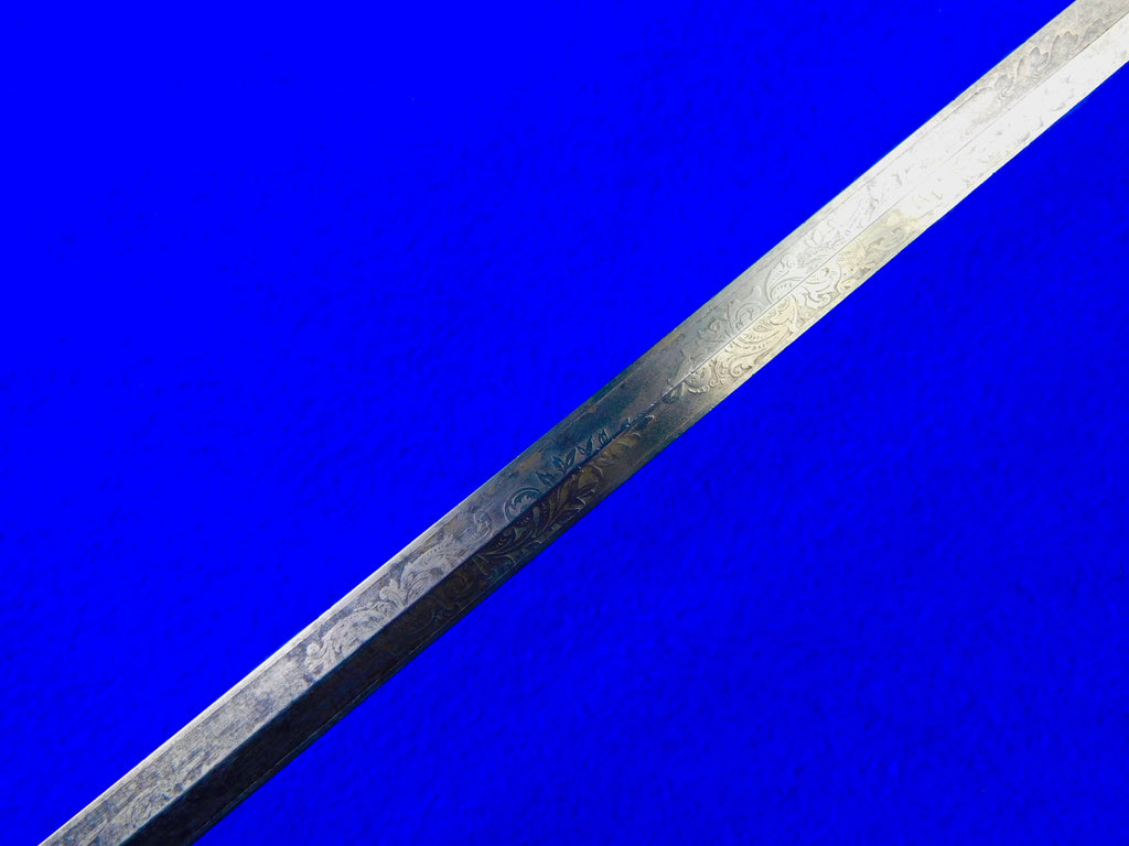 Antique 19C US Model 1860 Presentation Engraved 1877 Dated Sword w/sca ...