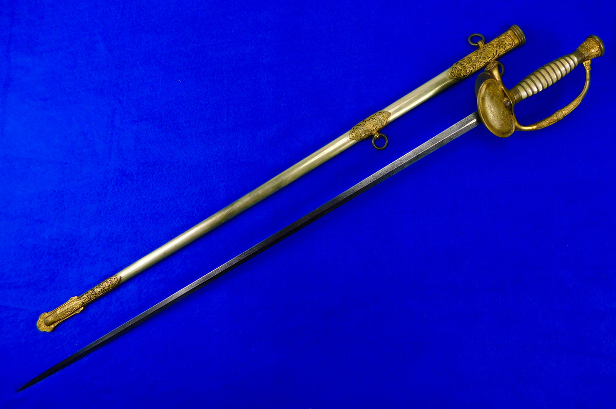 Antique 19C US Model 1860 Presentation Engraved 1877 Dated Sword w/sca ...