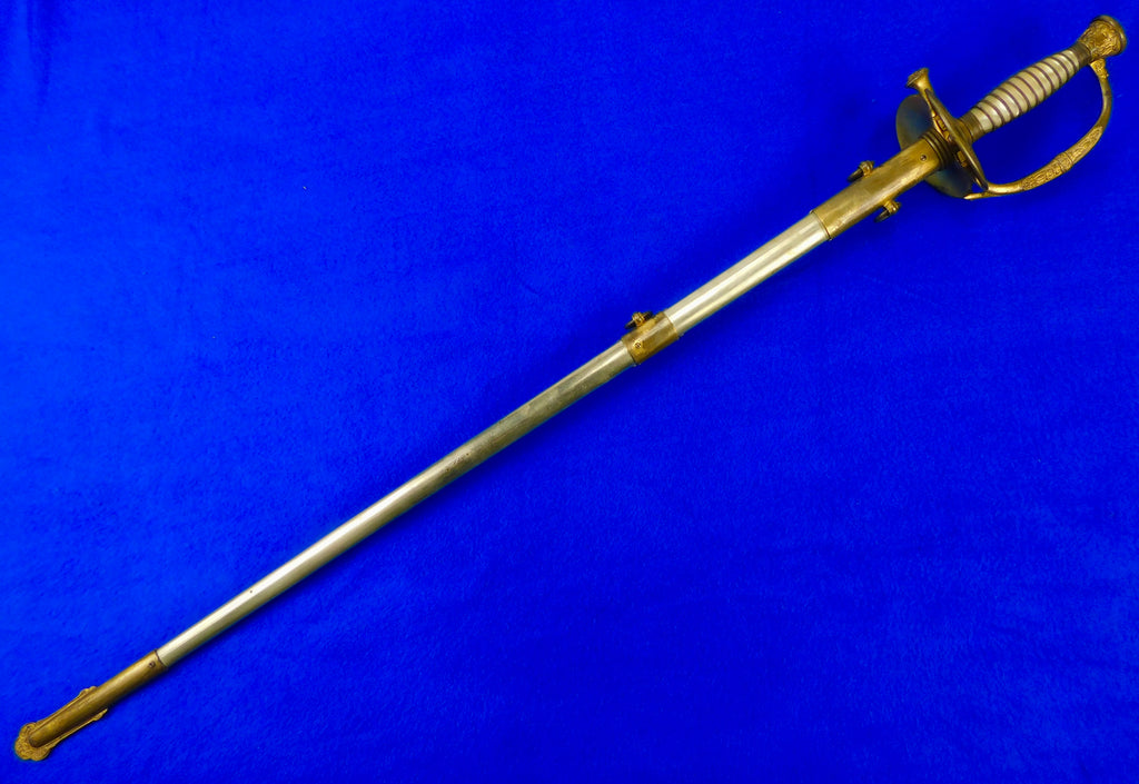 Antique 19C US Model 1860 Presentation Engraved 1877 Dated Sword w/sca ...