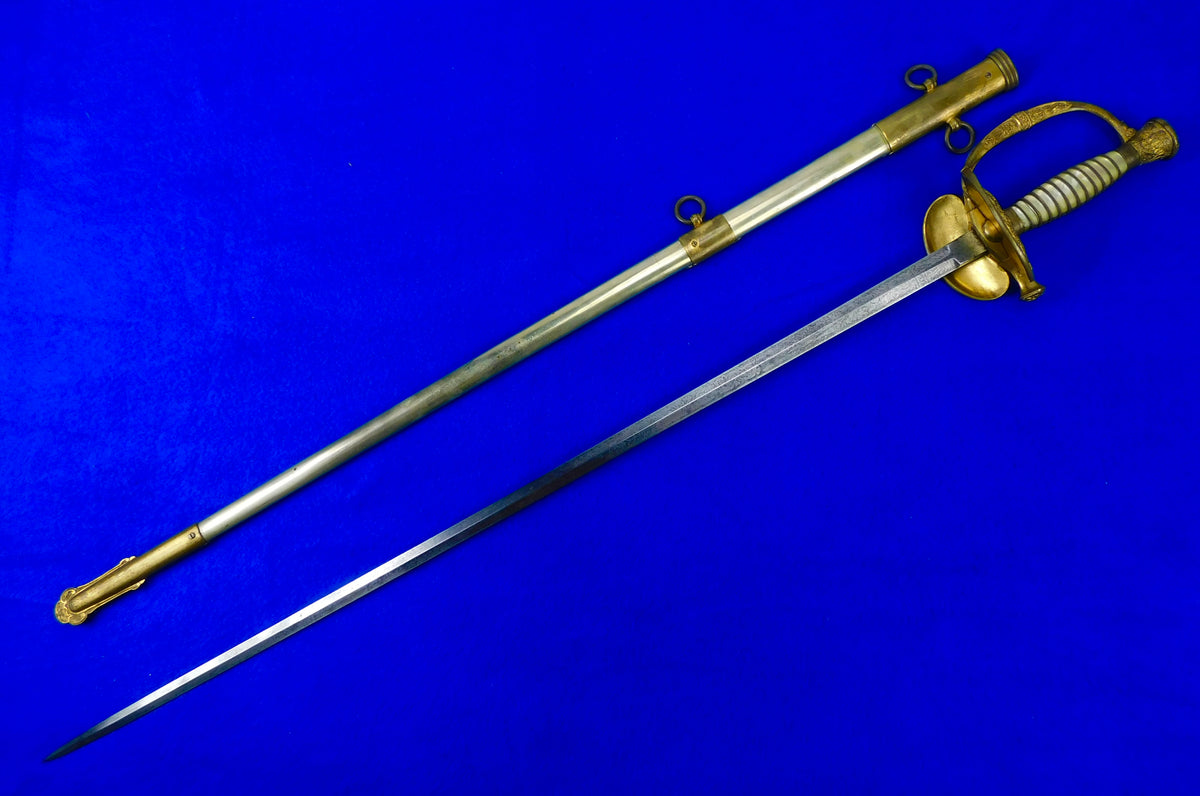 Antique 19C US Model 1860 Presentation Engraved 1877 Dated Sword w/sca ...