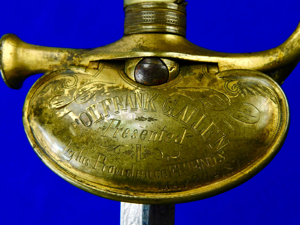 Antique 19C US Model 1860 Presentation Engraved 1877 Dated Sword w/sca ...