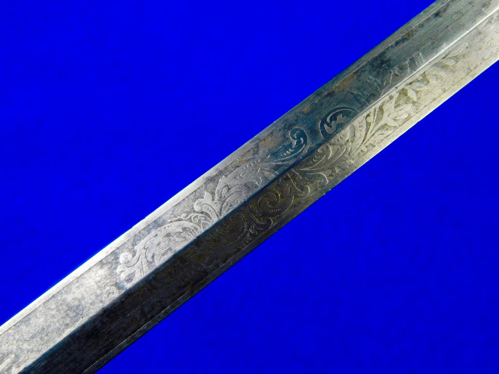 Antique 19C US Model 1860 Presentation Engraved 1877 Dated Sword w/sca ...