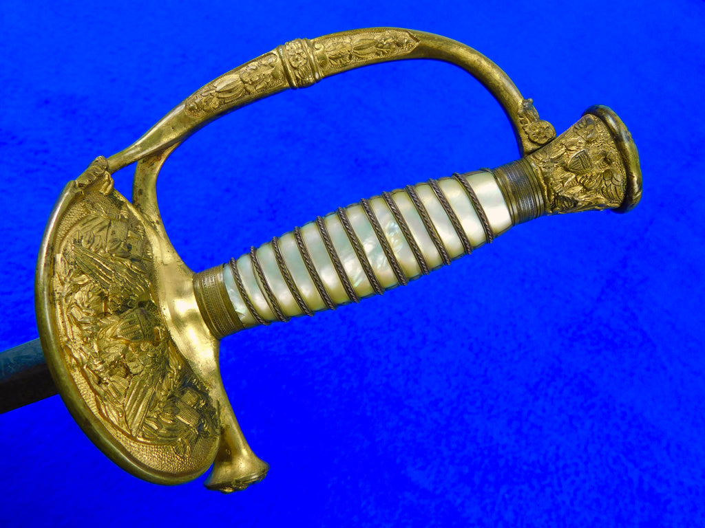 Antique 19C US Model 1860 Presentation Engraved 1877 Dated Sword w/sca ...