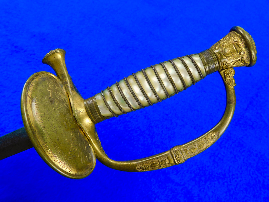 Antique 19C US Model 1860 Presentation Engraved 1877 Dated Sword w/sca ...
