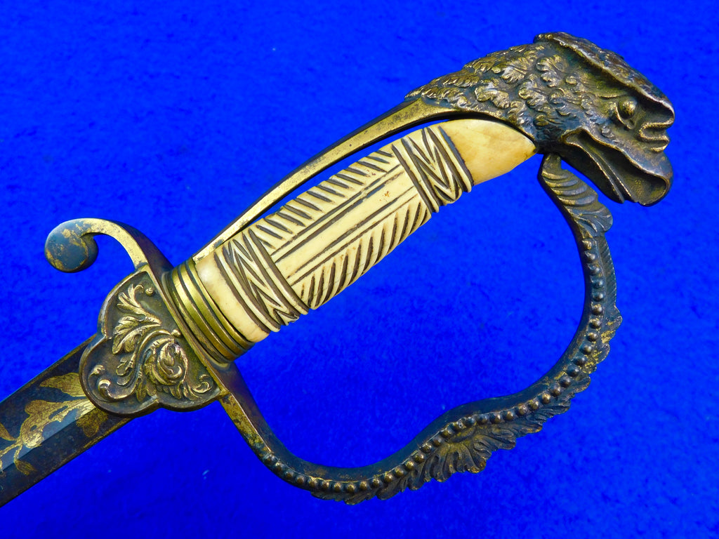 Antique US Civil War Engraved Eagle Head Officer's Sword w/ Scabbard ...