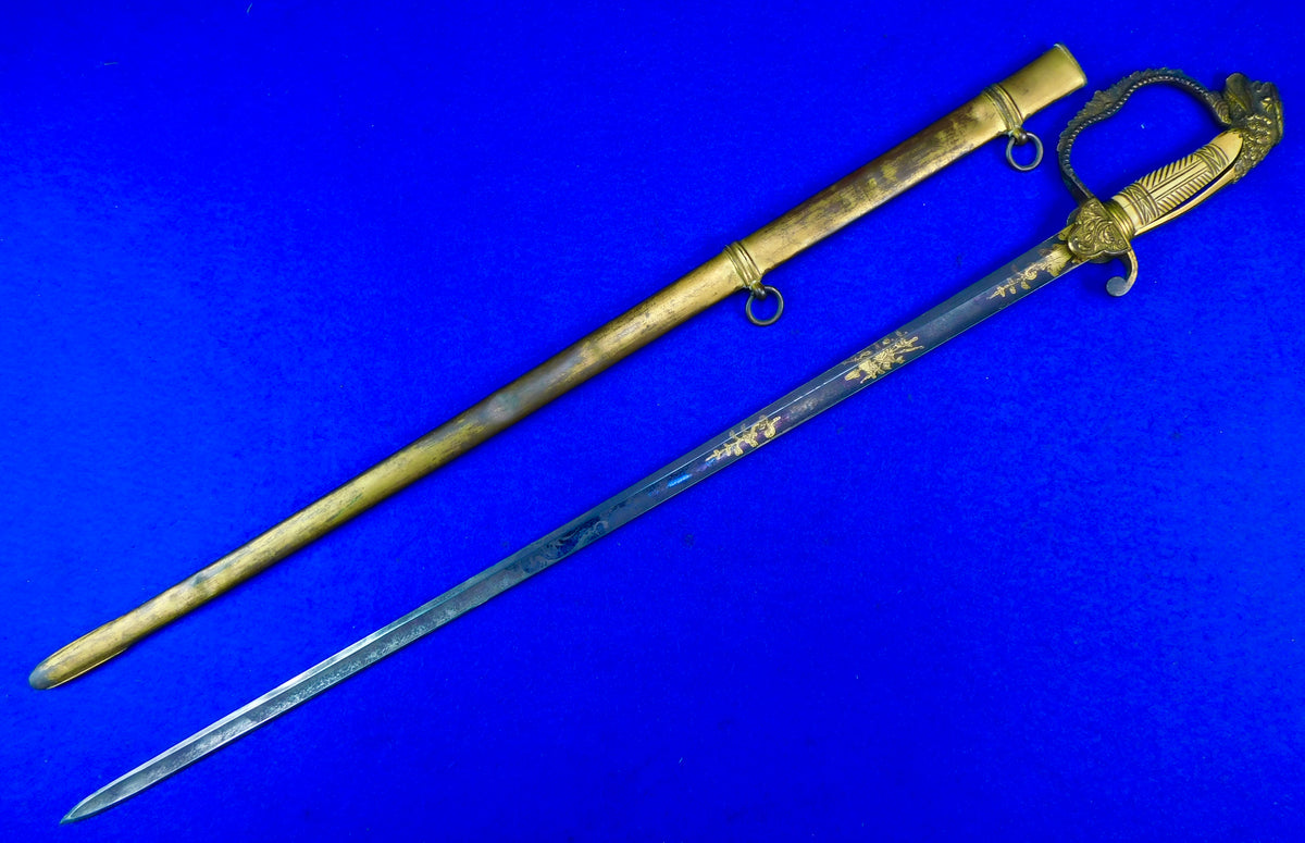 Antique US Civil War Engraved Eagle Head Officer's Sword w/ Scabbard ...