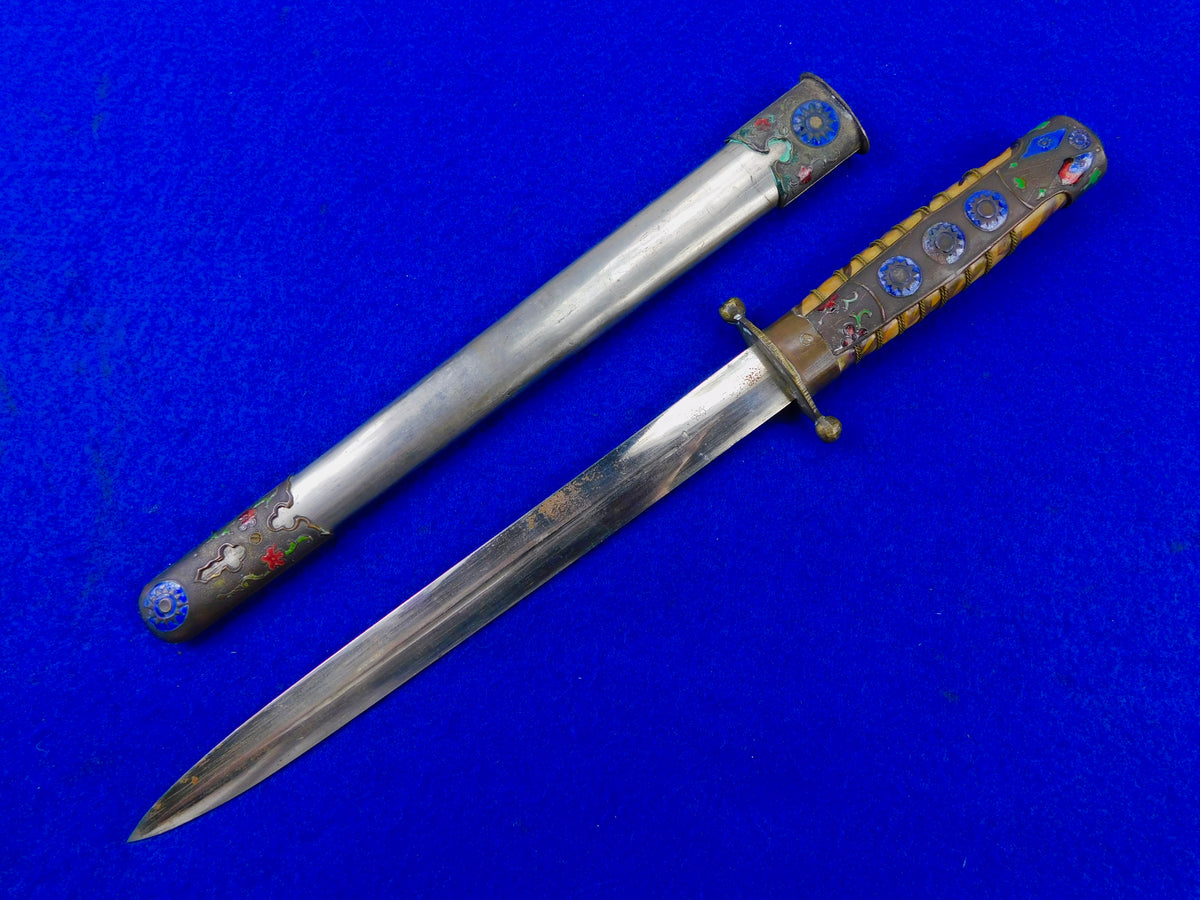 Chinese China Nationalist WW2 Presentation Enameled Army Dagger Fighti ...