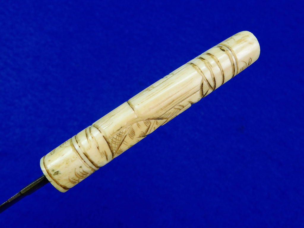 Japanese Japan Antique WW1 Carved Handle Tanto Fighting Knife Short Sw ...