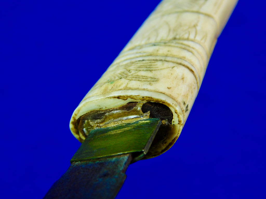 Japanese Japan Antique WW1 Carved Handle Tanto Fighting Knife Short Sw ...