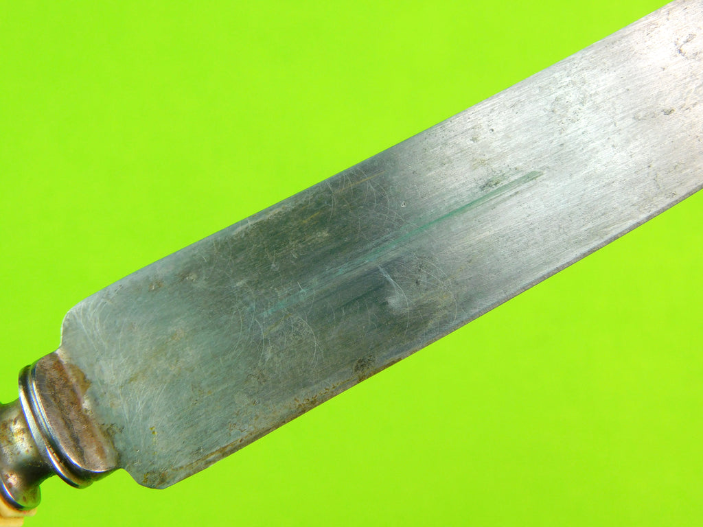 Old Landers Frary & Clark Aetna Works Bowie Carved Knife w/ custom She ...