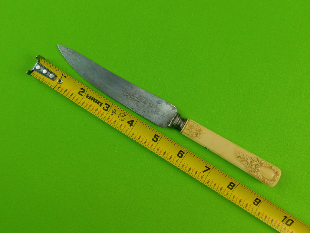 Old Landers Frary & Clark Aetna Works Bowie Carved Knife w/ custom She ...