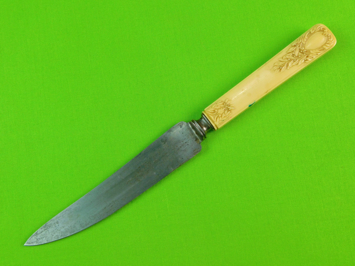 Old Landers Frary & Clark Aetna Works Bowie Carved Knife w/ custom She ...