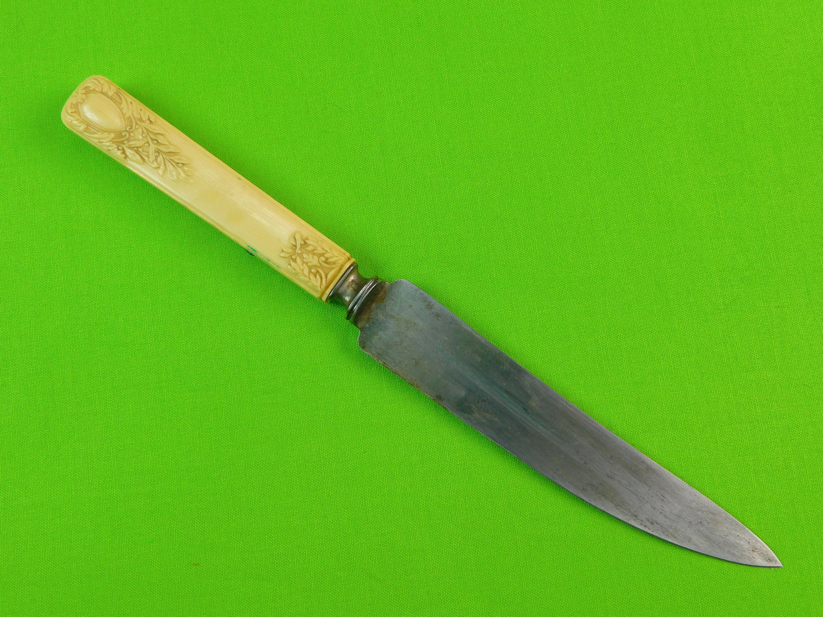 Old Landers Frary & Clark Aetna Works Bowie Carved Knife w/ custom She ...