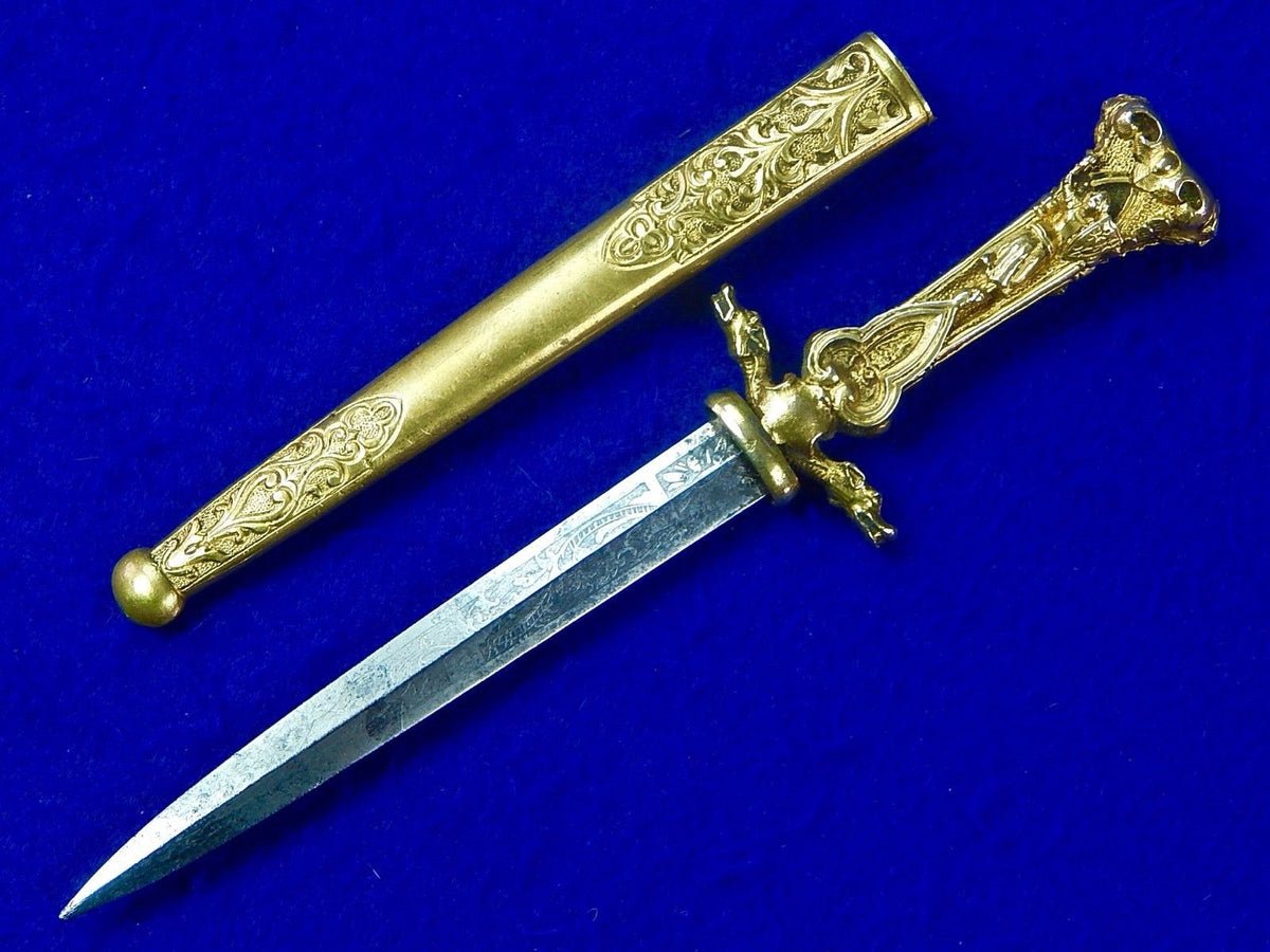 Antique French France Germany German 19 Century Figural Engraved Dagge ...