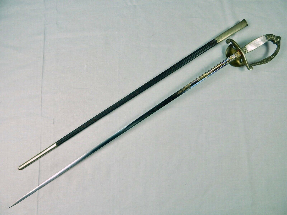 German Germany Antique 19 Century Gold Engraved Degen Court Sword w/ S ...