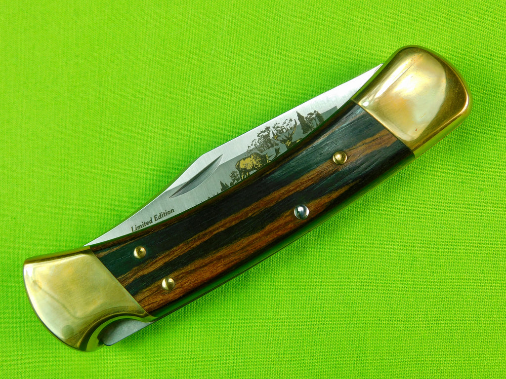 2001 Buck 110 Custom Limited Gold Etched Big Bucks North America Foldi ...
