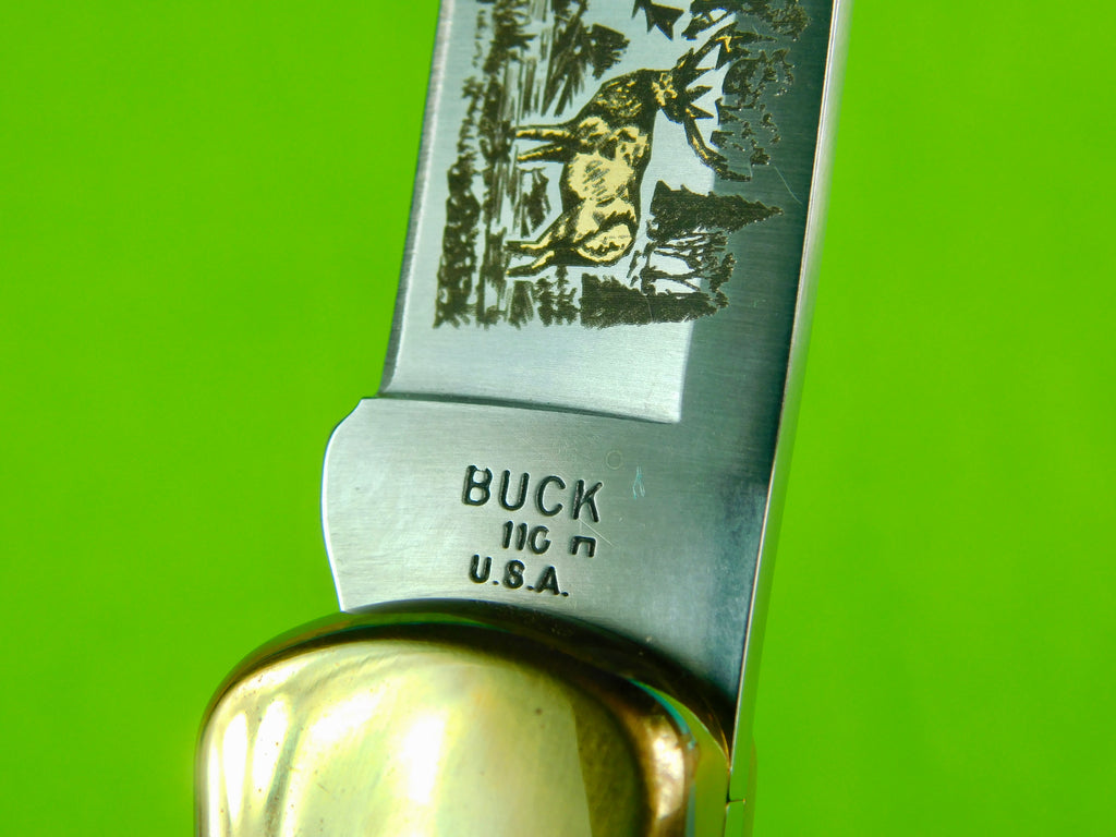 2001 Buck 110 Custom Limited Gold Etched Big Bucks North America Foldi ...