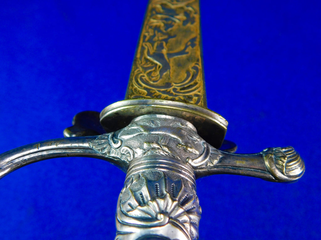 Antique 18 Century German Germany Engraved Chiseled Blade Hunting Dagg ...