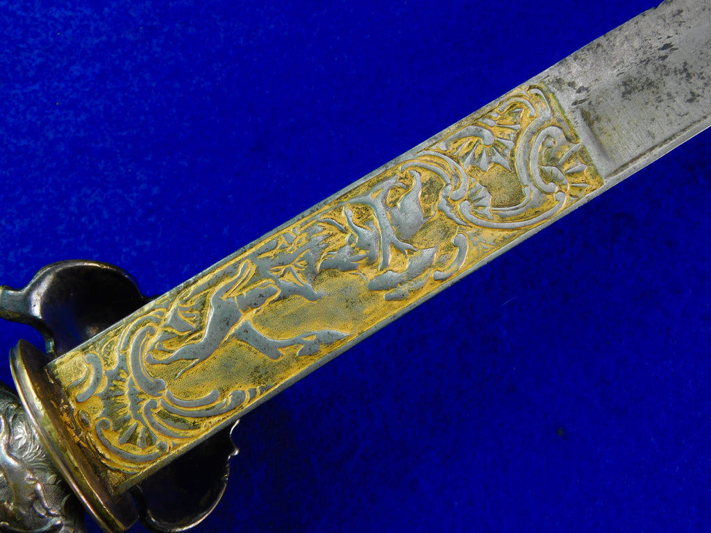 Antique 18 Century German Germany Engraved Chiseled Blade Hunting Dagg ...