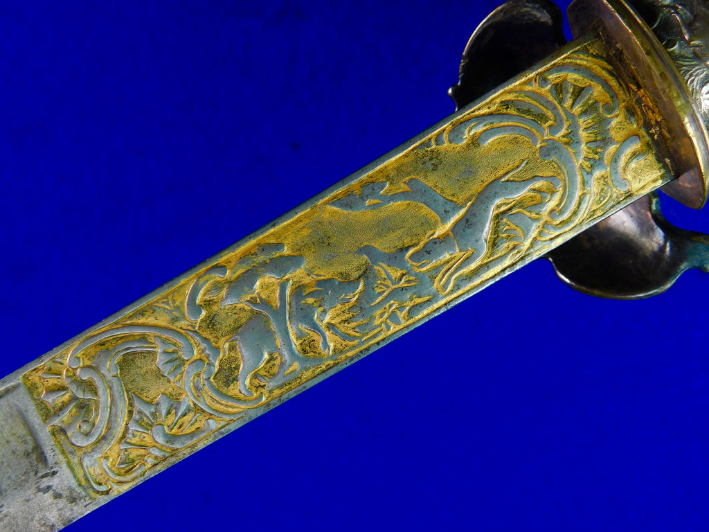 Antique 18 Century German Germany Engraved Chiseled Blade Hunting Dagg ...