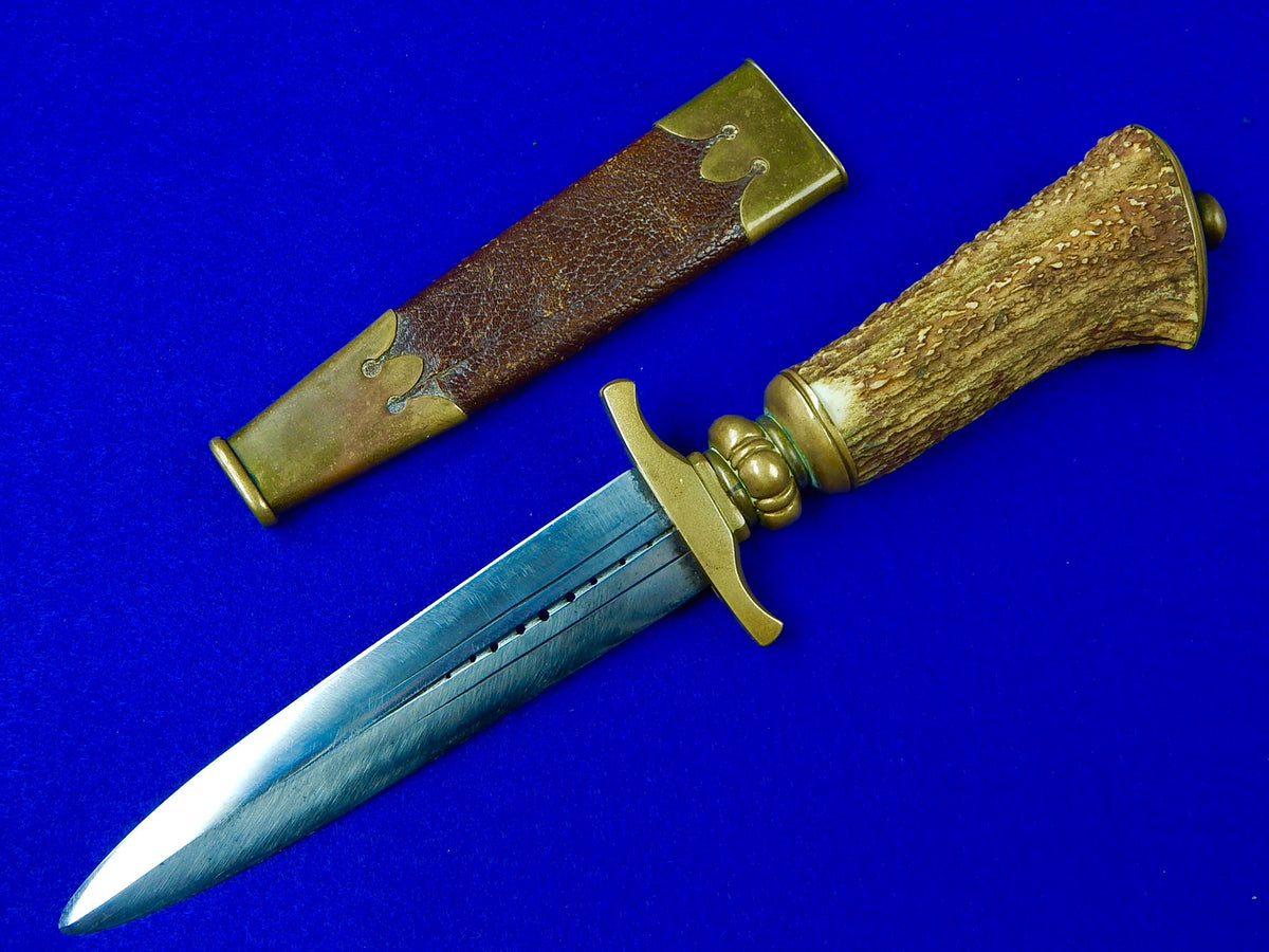 Antique 19 Century British English Scottish Stag Handle Hunting Dagger ...