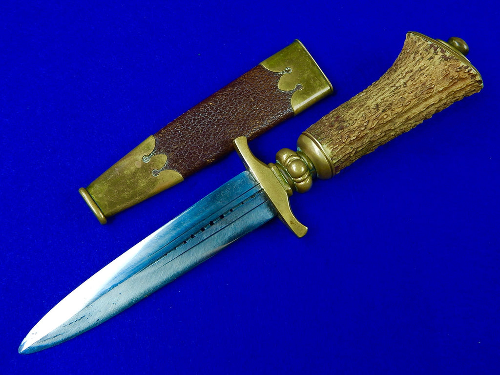 Antique 19 Century British English Scottish Stag Handle Hunting Dagger ...