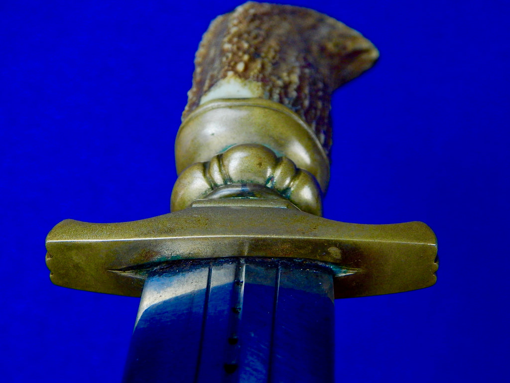 Antique 19 Century British English Scottish Stag Handle Hunting Dagger ...