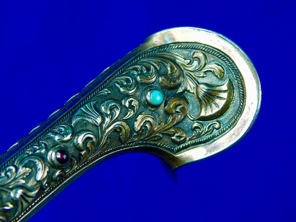 Antique 19 Century Middle East Turkish Silver Yatagan Dagger Knife w ...