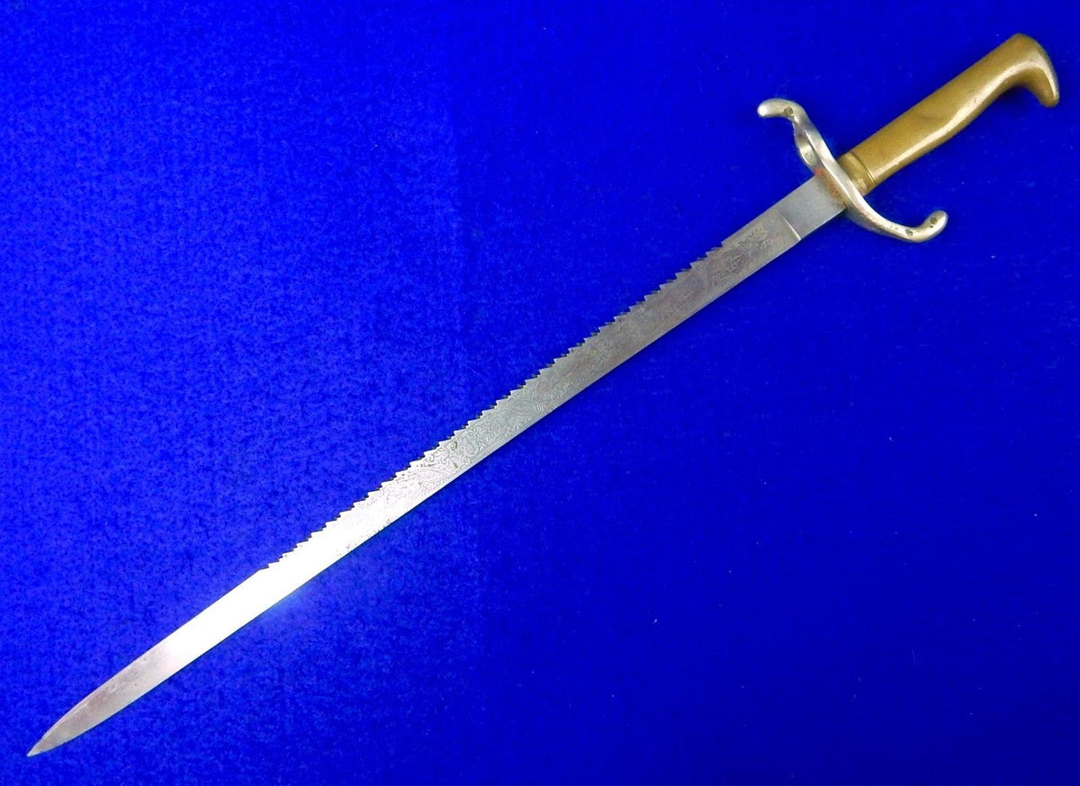 Antique German Germany WW1 Engraved Saw Back Bayonet Knife Short Sword ...