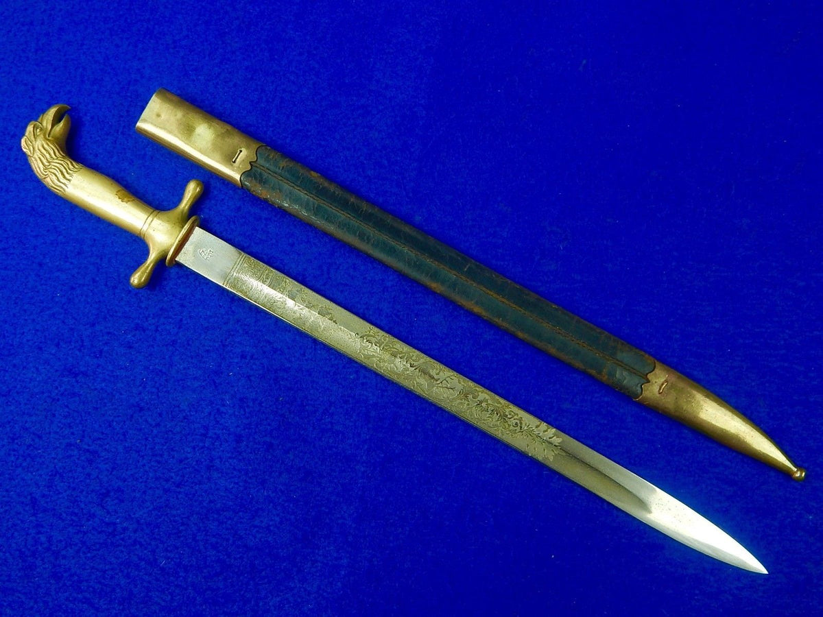 Antique Germany VERY RARE German 19 Century Jager Short Sword Dagger w ...