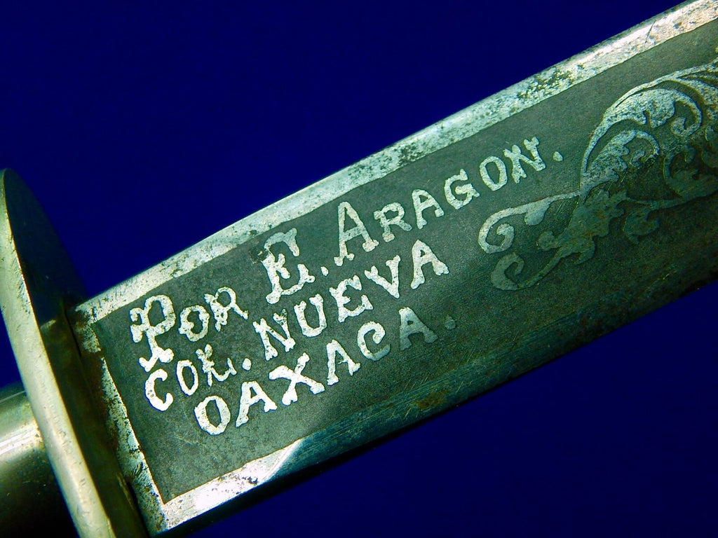 Antique Old Mexican Mexico Large Engraved Fighting Knife Dagger ...
