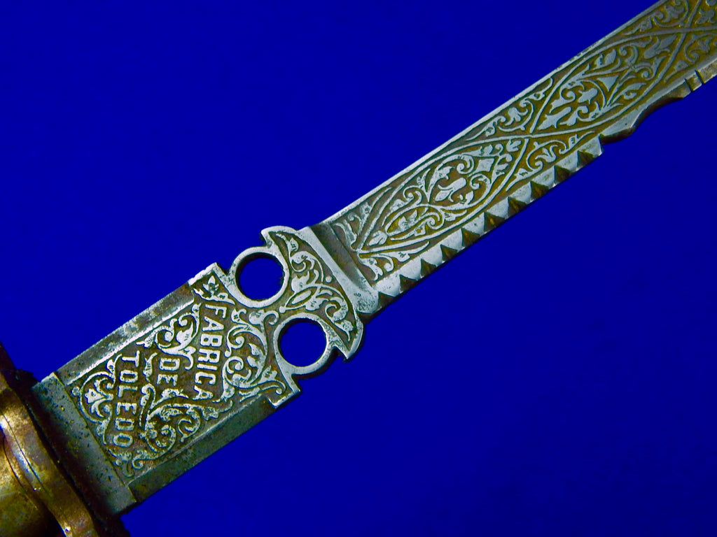 Antique Spanish Spain Toledo 19 Century Left Hand Dagger Knife with Sc ...