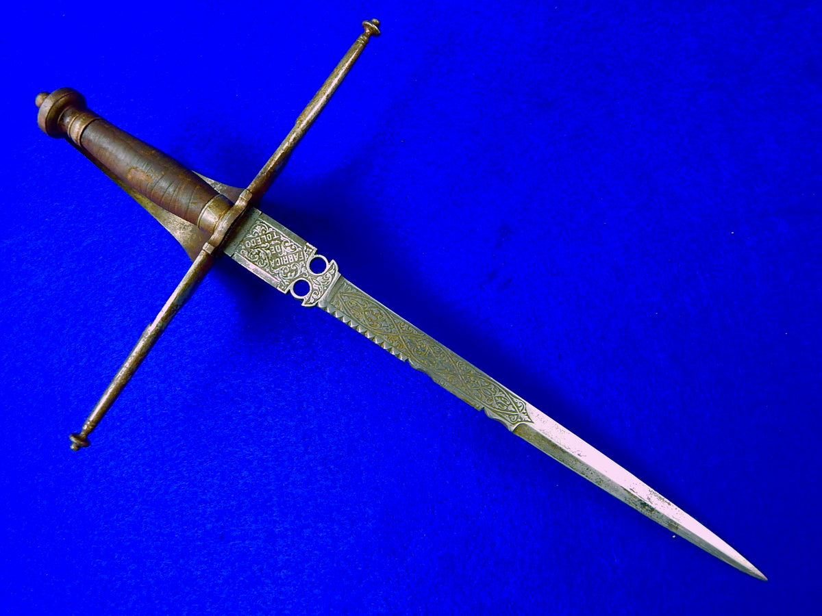 Antique Spanish Spain Toledo 19 Century Left Hand Dagger Knife with Sc ...