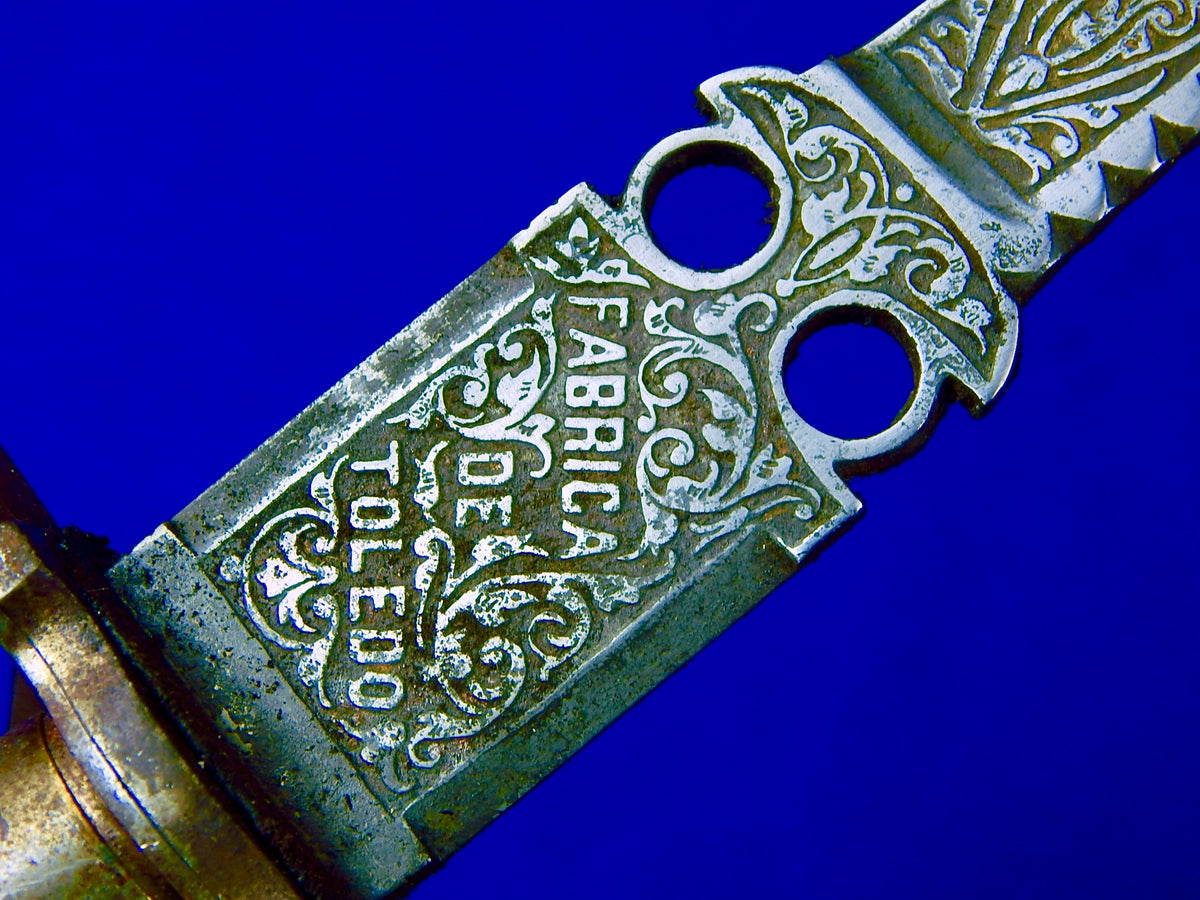Antique Spanish Spain Toledo 19 Century Left Hand Dagger Knife with Sc ...