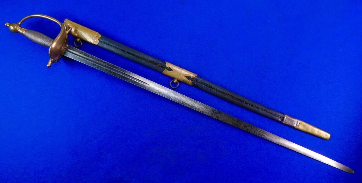British English 19 Century Model 1796 Engraved Officer's Sword w/ Scab ...