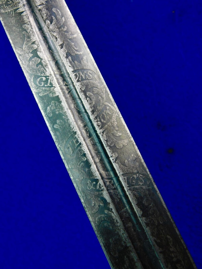 British English 19 Century Model 1796 Engraved Officer's Sword w/ Scab ...