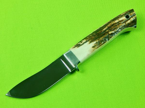 Custom Made Handmade Bob Schultz Stag Handle Hunting Knife – ANTIQUE ...