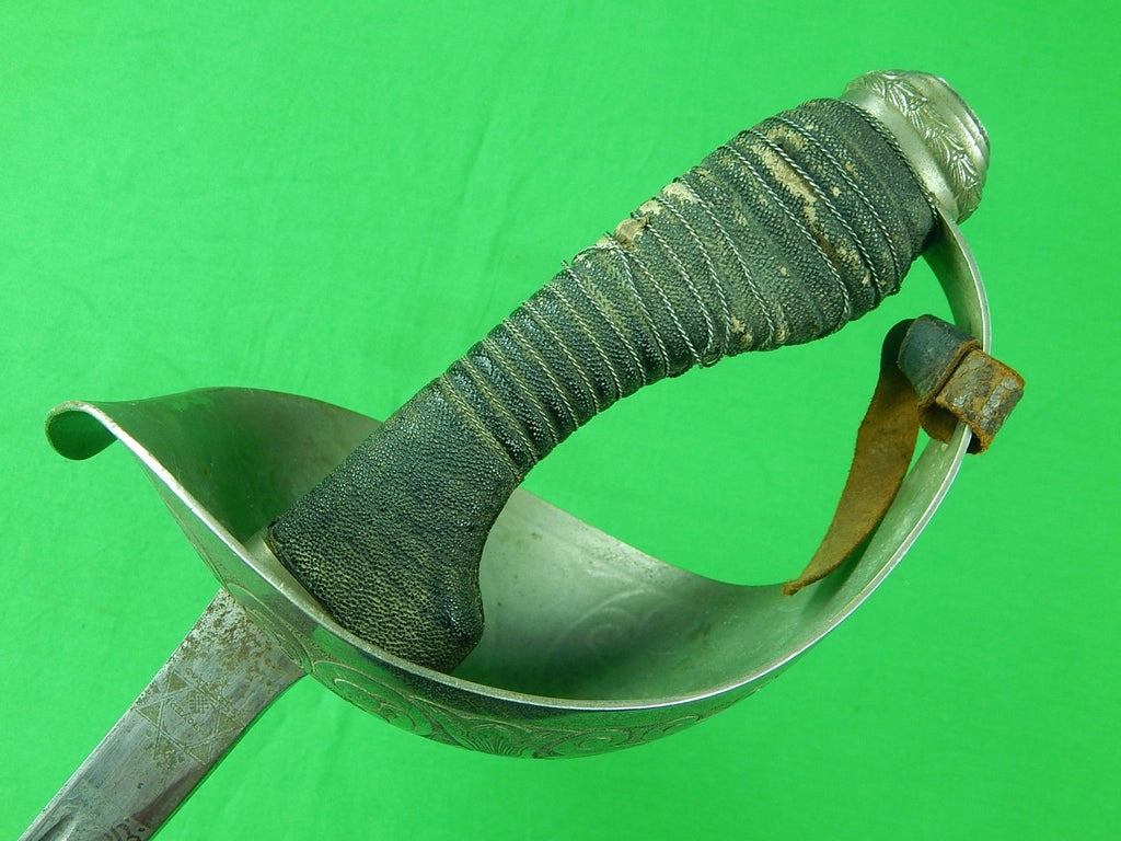 British English WW1 WWI Model 1912 Cavalry Officer's Engraved Sword w ...