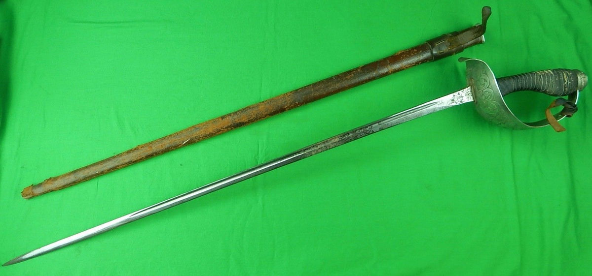 British English WW1 WWI Model 1912 Cavalry Officer's Engraved Sword w ...
