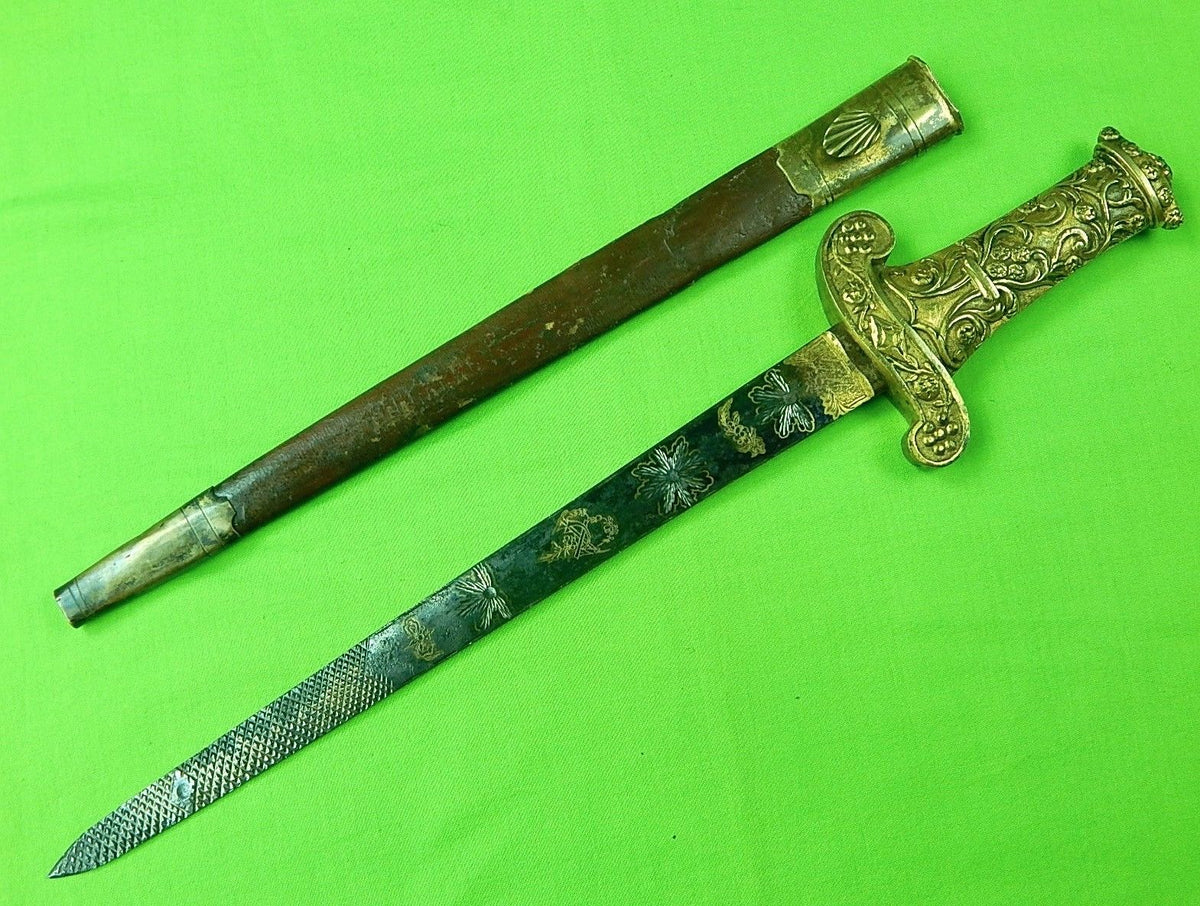 Antique 19 Century French France Italy Italian Engraved Dagger Knife w ...