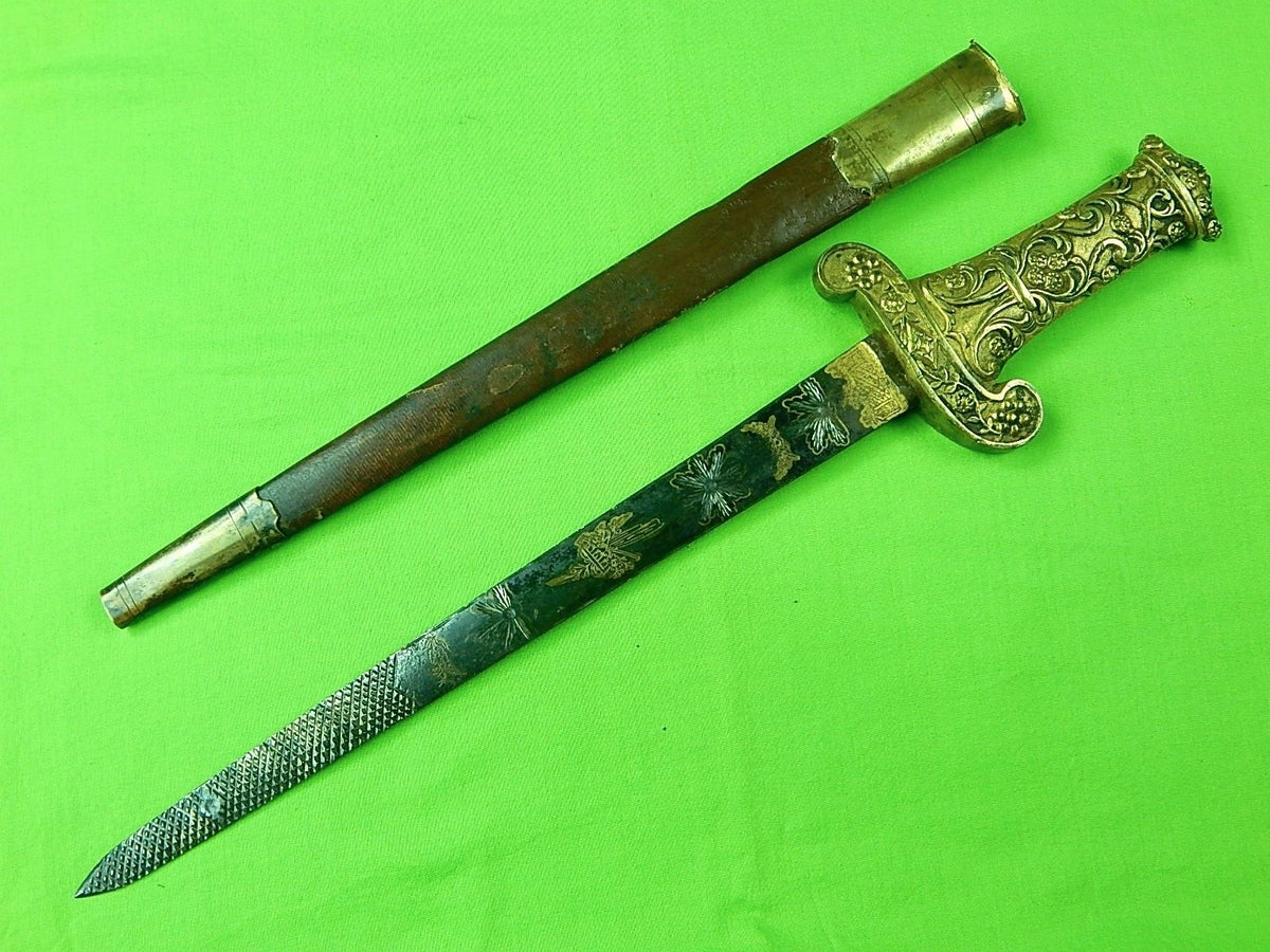 Antique 19 Century French France Italy Italian Engraved Dagger Knife w ...