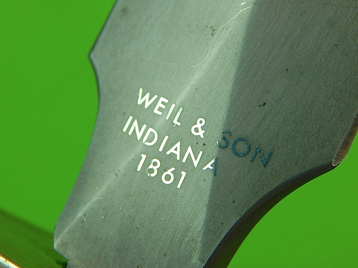 German Germany Damascus Blade Stiletto Engraved INDIANA Stag Fighting ...