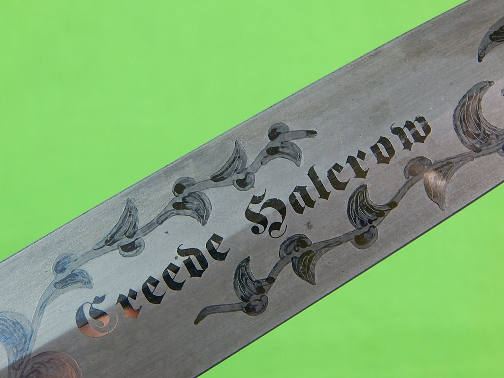 German Germany Damascus Blade Stiletto Engraved INDIANA Stag Fighting ...