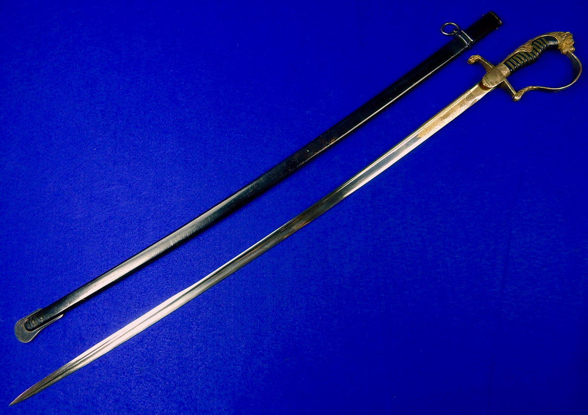 German Germany WWI WW1 Saxon Engraved Artillery Sword w/ Scabbard ...