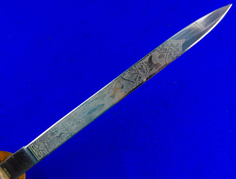 German Germany WW2 Engraved Hunting Dagger Knife w/ Scabbard – ANTIQUE ...