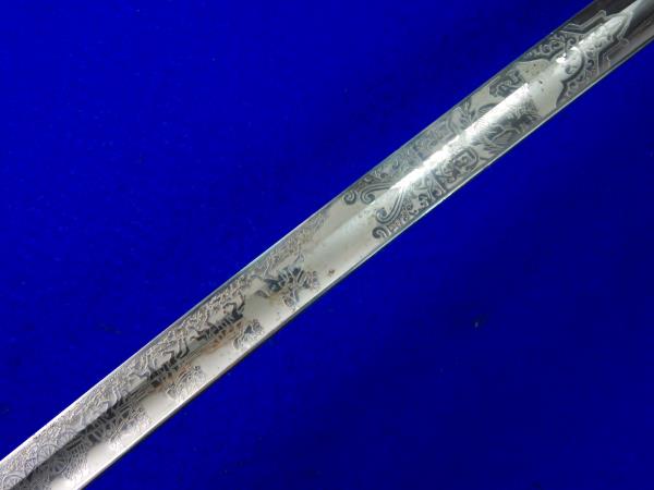 German Germany WW1 Antique Artillery Engraved Officer's Sword w/ Scabb ...