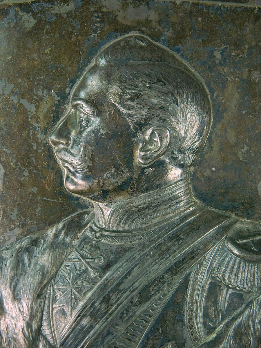 Antique German Germany WW1 Kaiser Wilhelm II Large Silver Plated Wall ...